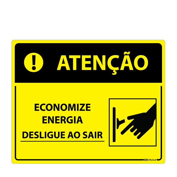 Placa Economize Energia | Afixgraf Placa Economize Energia | Afixgraf