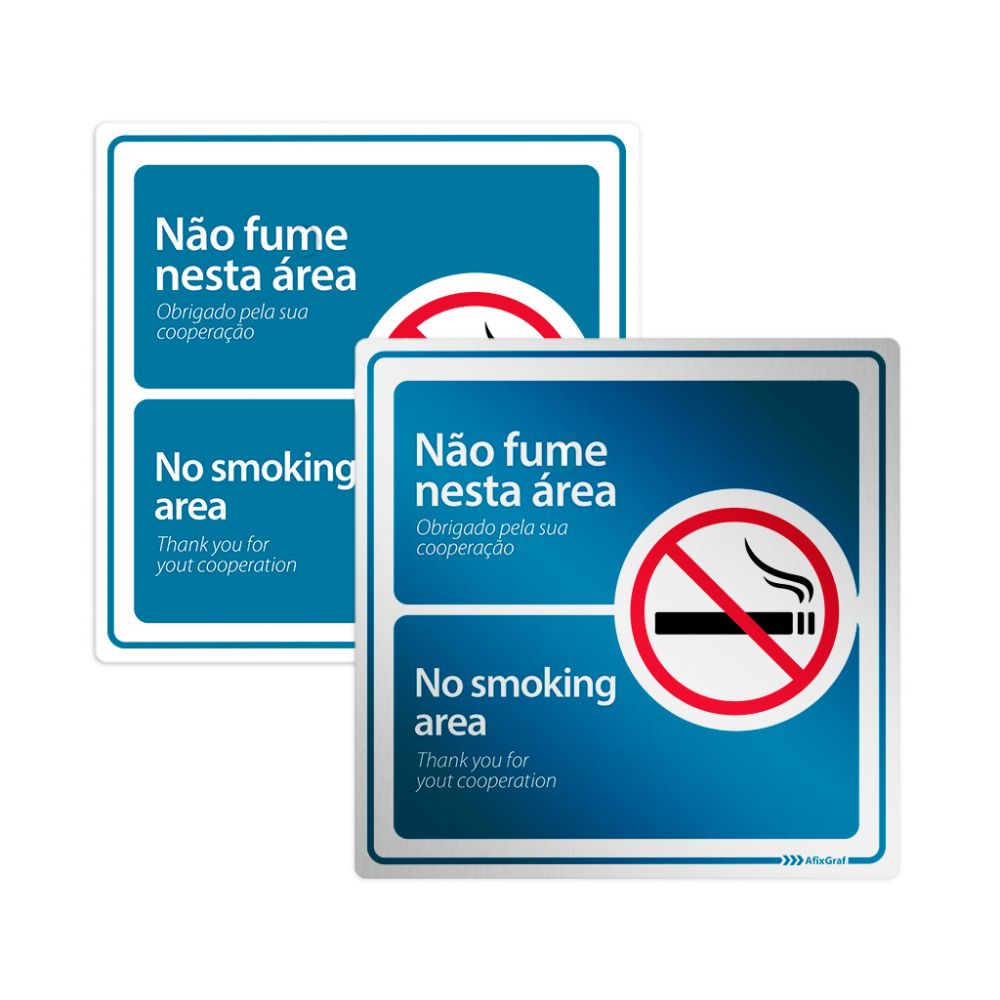 Placa De Proibido Fumar Bilíngue | Afixgraf