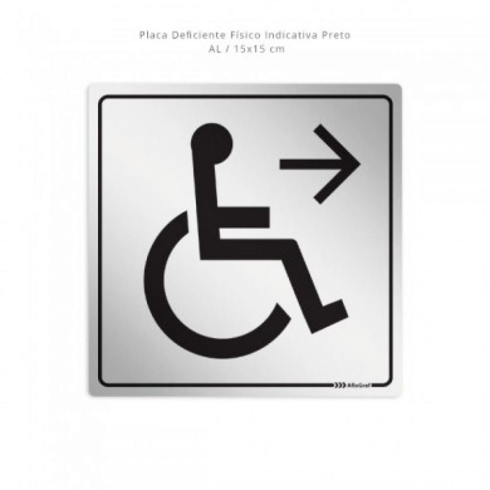 Placa Indicativa Deficiente Físico Preta | Afixgraf